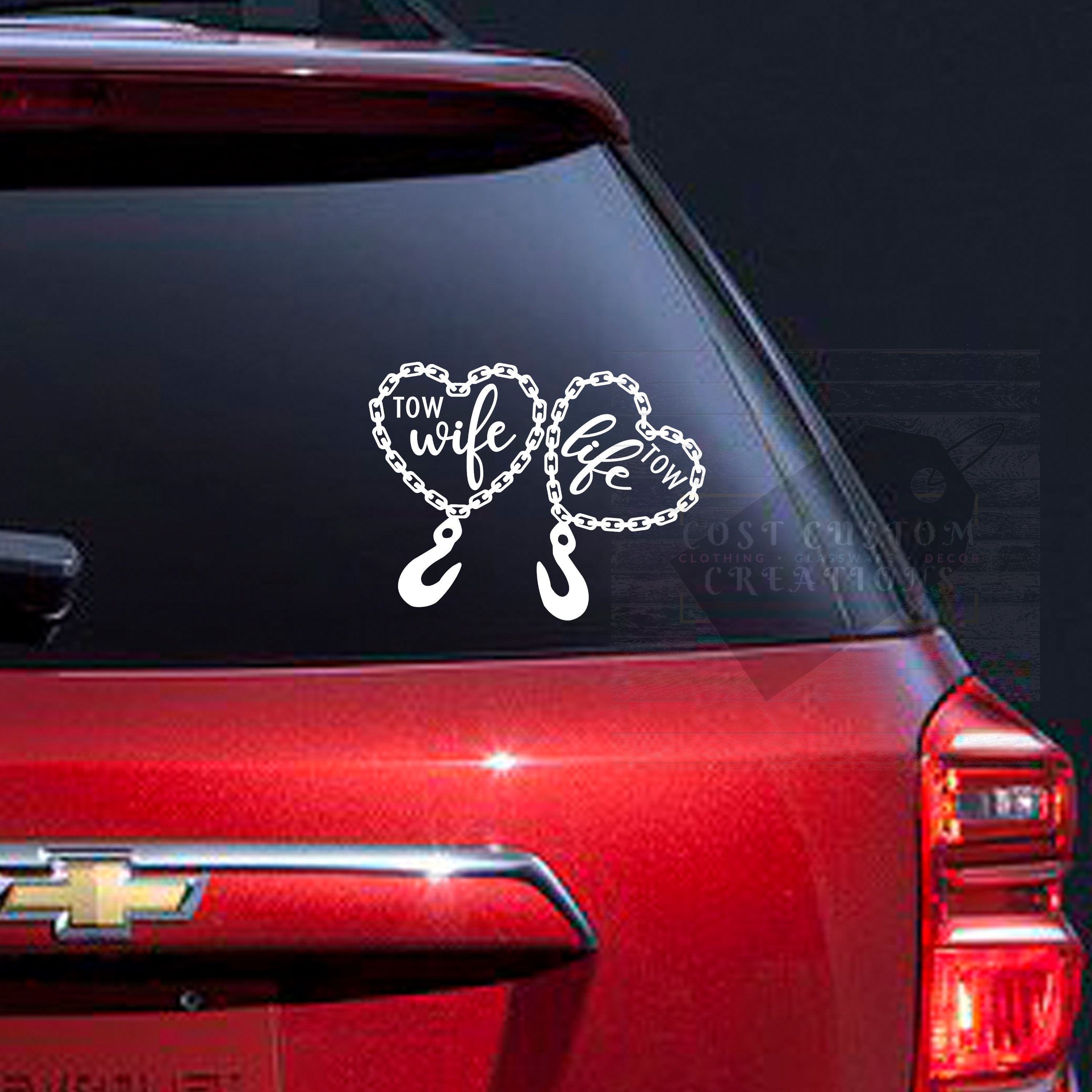 Tow Wife Tow Life Vinyl Car Decals Tow Chains Thin Yellow Line - Etsy