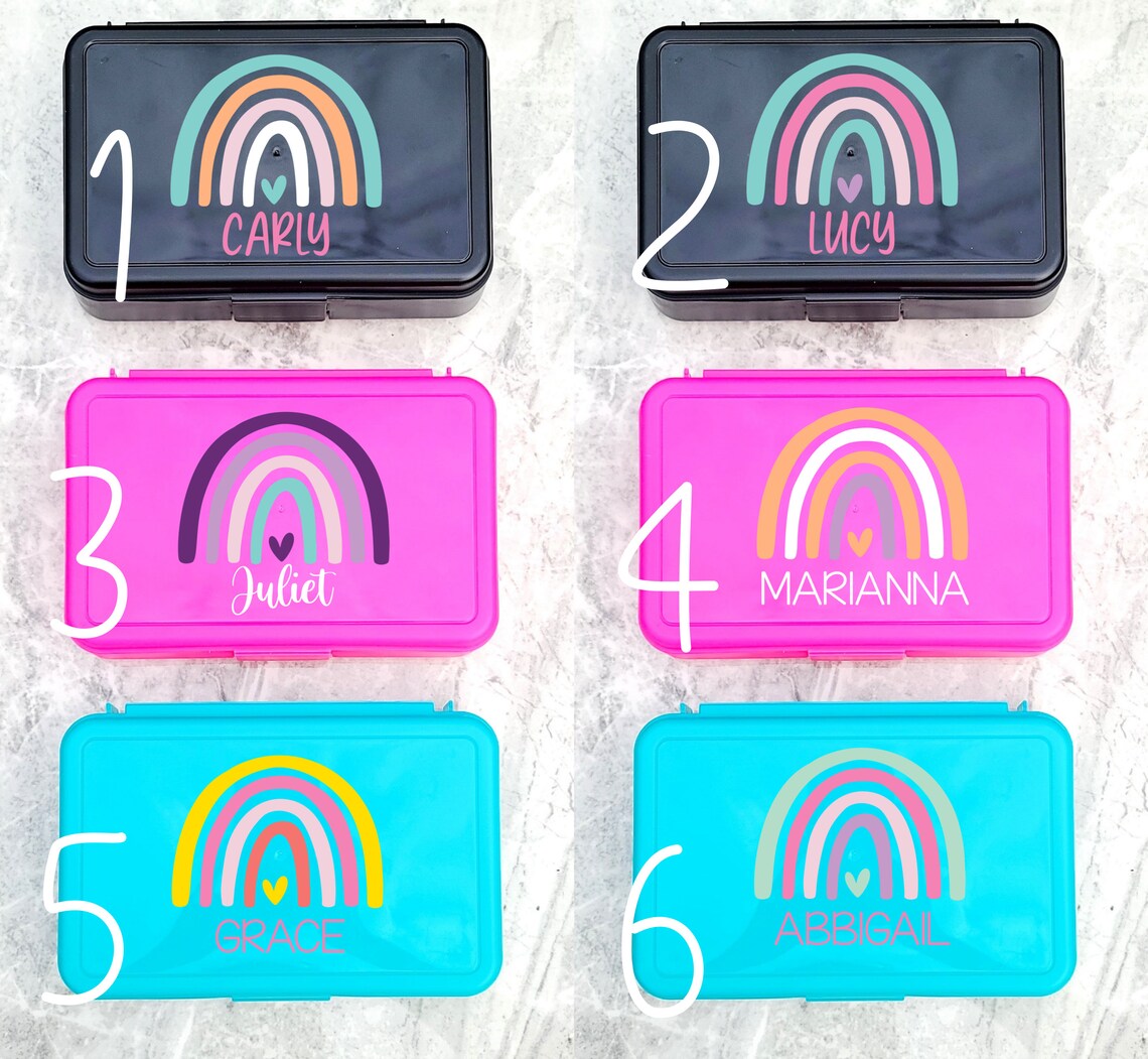 Back to School Pastel Rainbow Personalized Girls Pencil Box - Etsy