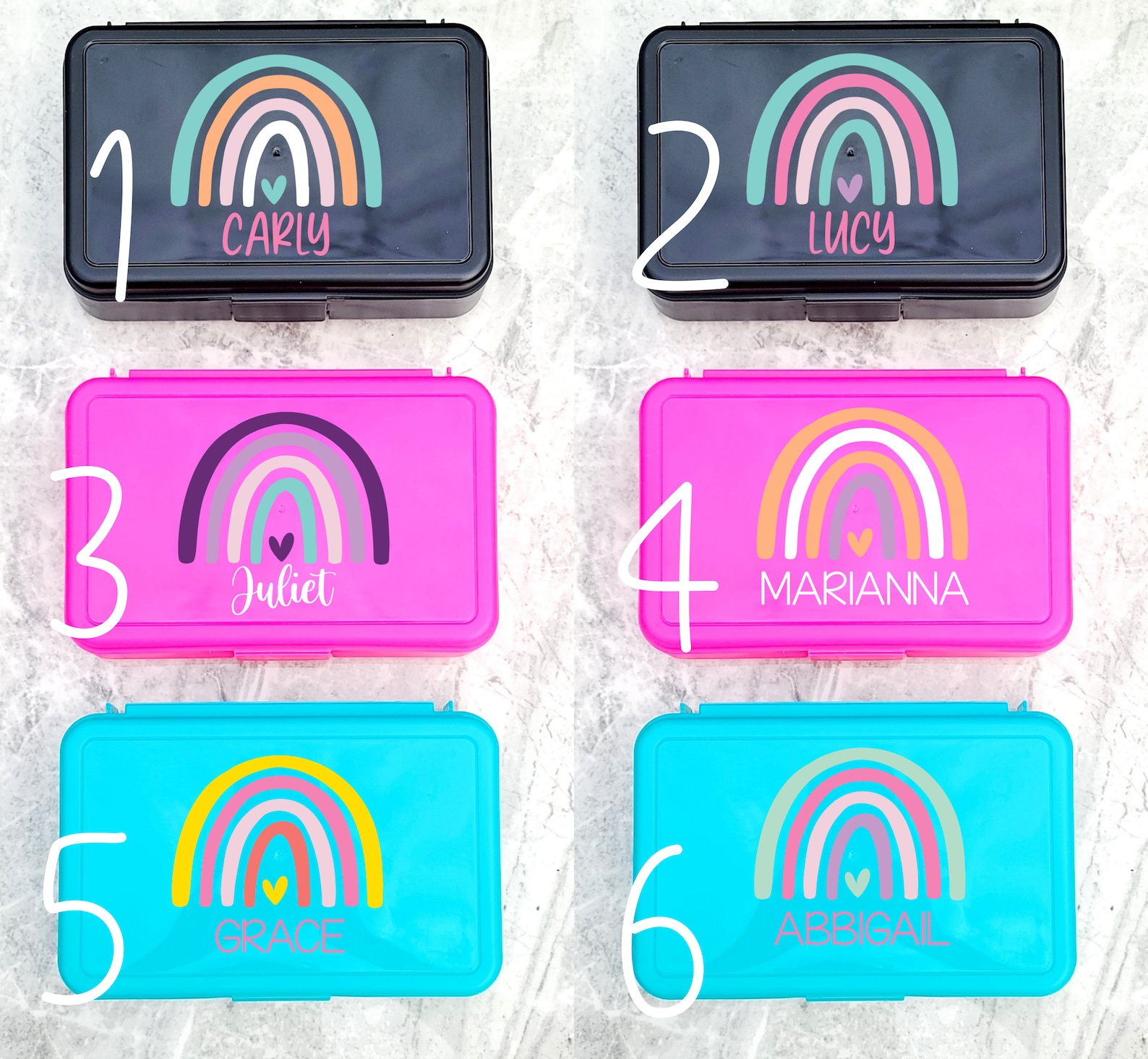 Back to School Pastel Rainbow Personalized Girls Pencil Box - Etsy