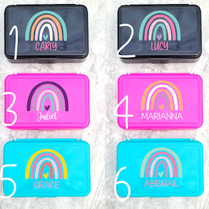 Back to School Pastel Rainbow Personalized Girls Pencil Box School ...