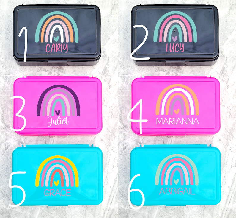 Back to School Pastel Rainbow Personalized Girls Pencil Box - Etsy