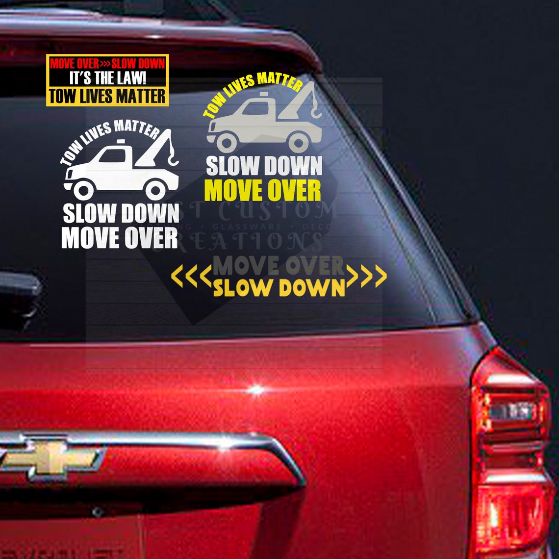 Tow Lives Matter Slow Down Move Over Decals Thin Yellow Line Tow Life ...