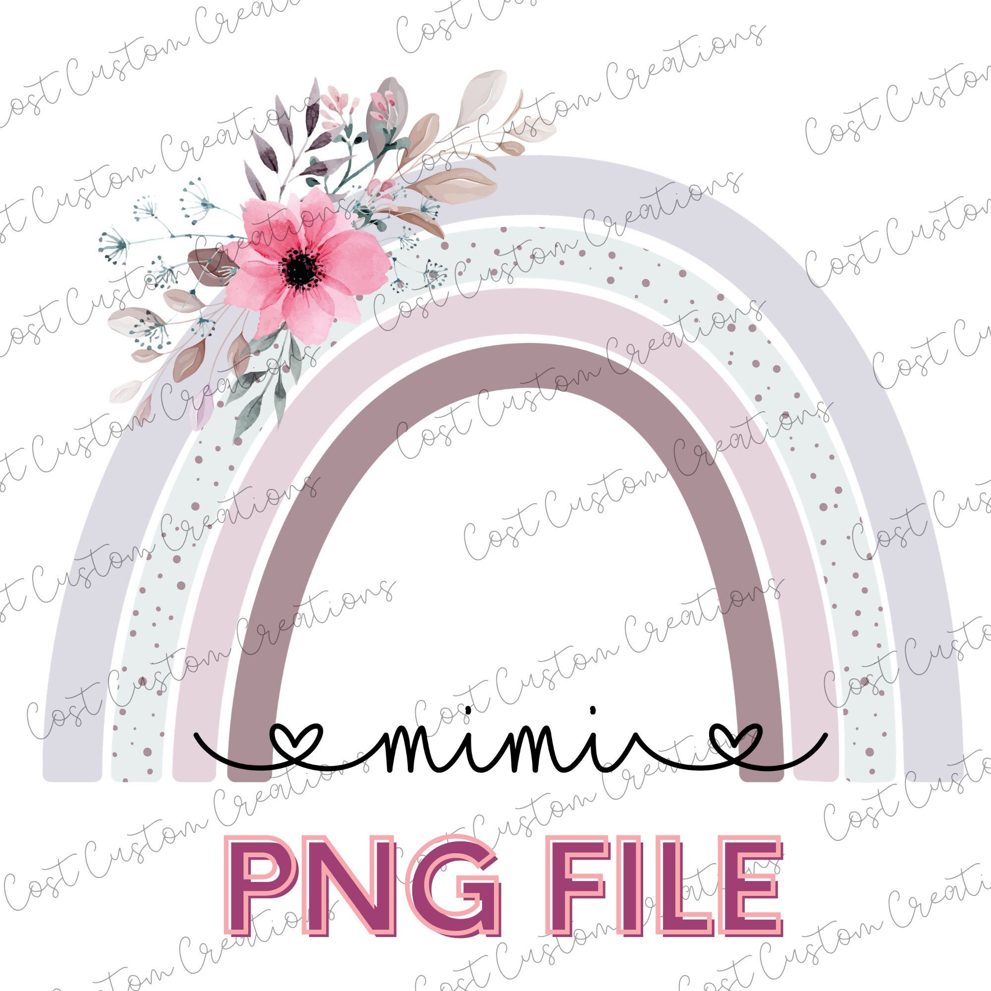 Mimi Sublimation Design Download, Mimi Floral Rainbow PNG, Mothers Day ...