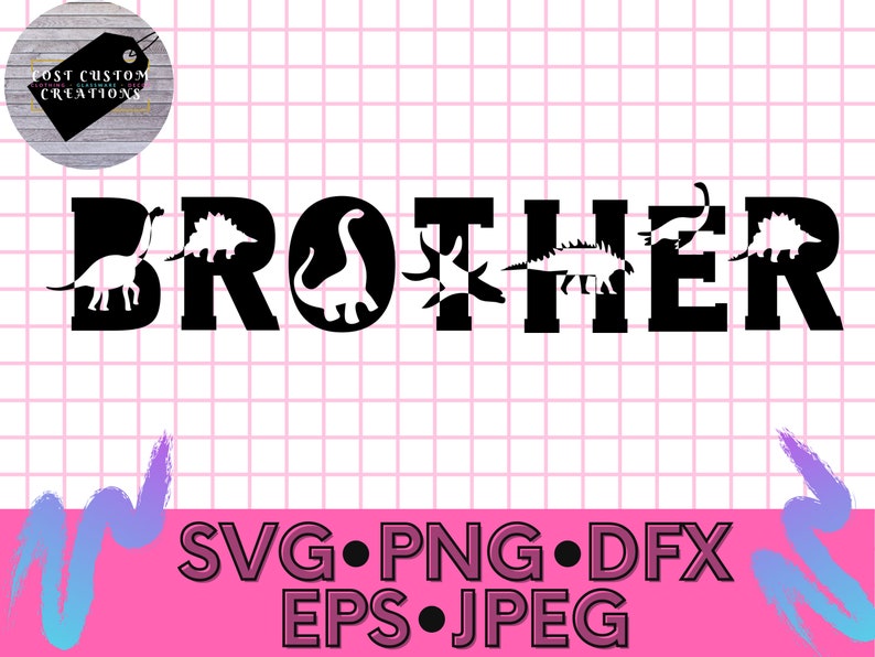 Dinosaur Brother SVG, Kids Dinosaur Shirt SVG, Dinosaur, Words, Family ...