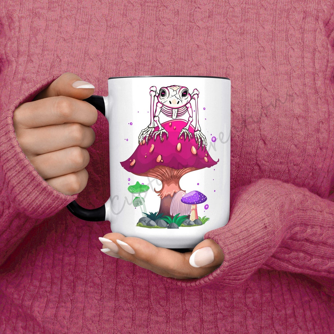 Pastel Goth Skeleton Frog on Mushrooms Coffee Mug - Etsy