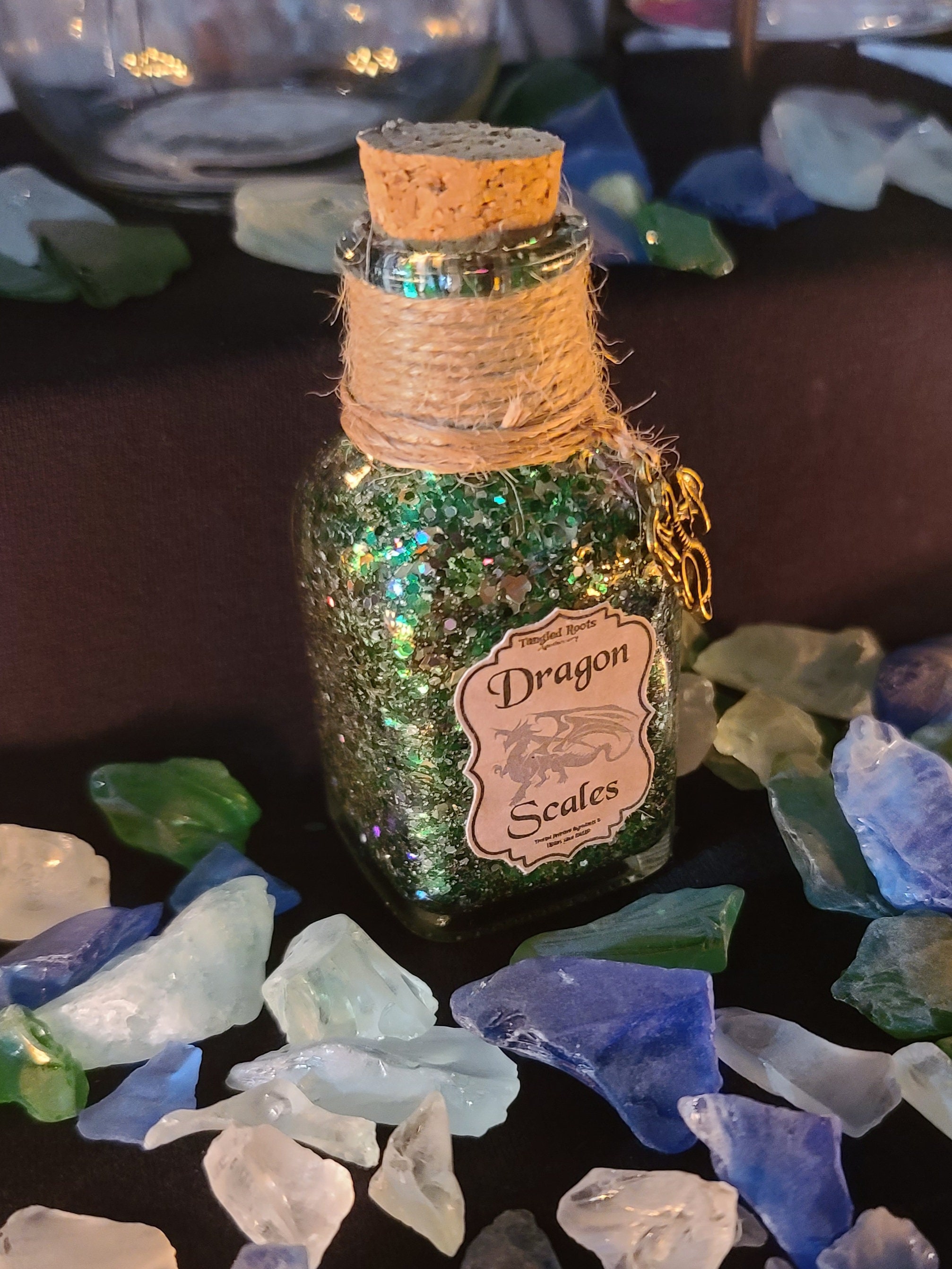 Dragon Scales Halloween Potion Bottle Decor Green and Gold - Etsy