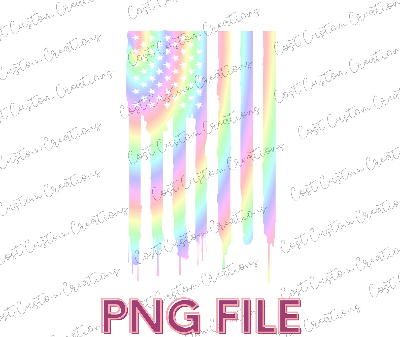 Pastel Rainbow Distressed American Flag PNG Sublimation Designs ...