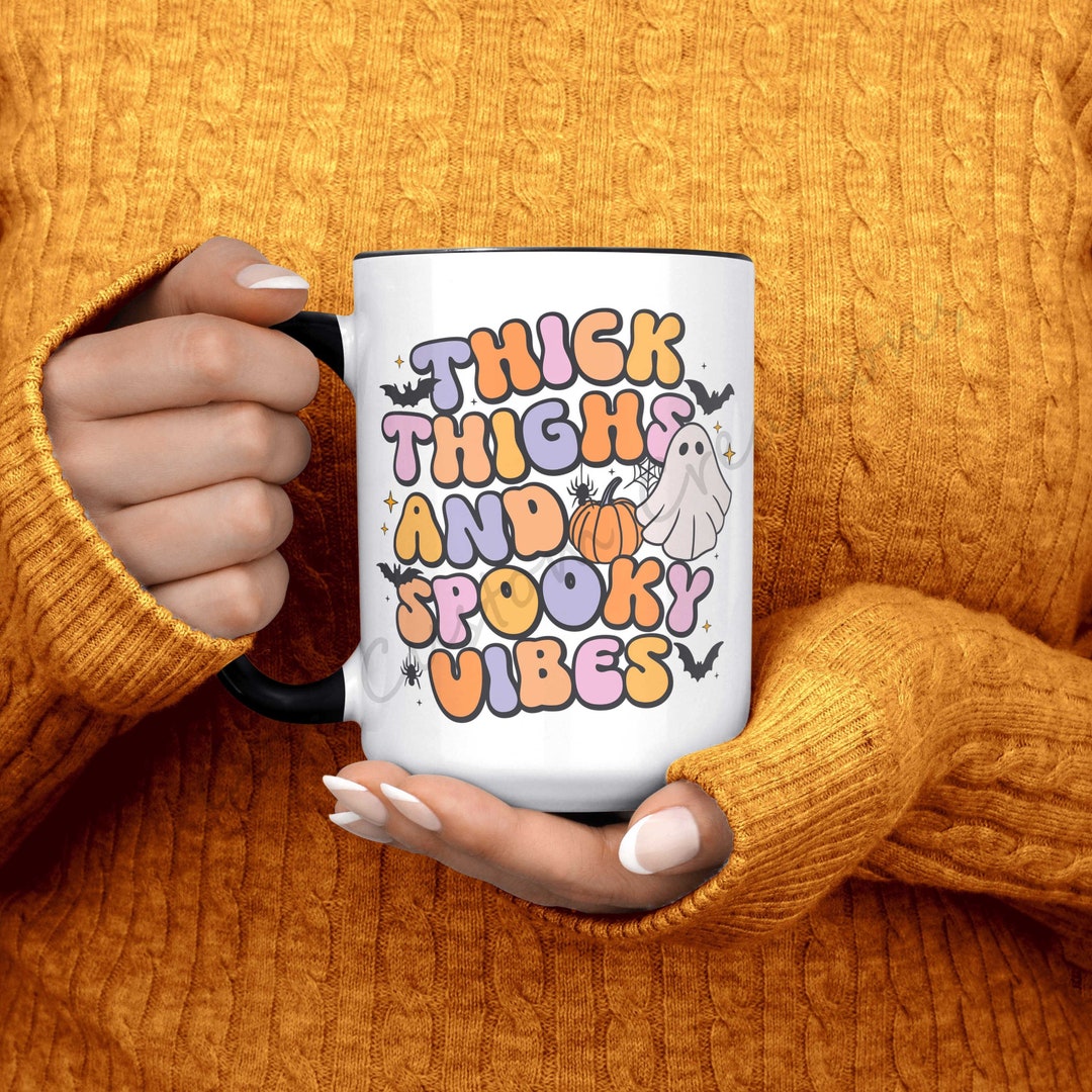 Thick Thighs & Spooky Vibes Retro Pastel Ghost Funny Coffee Mug - Etsy