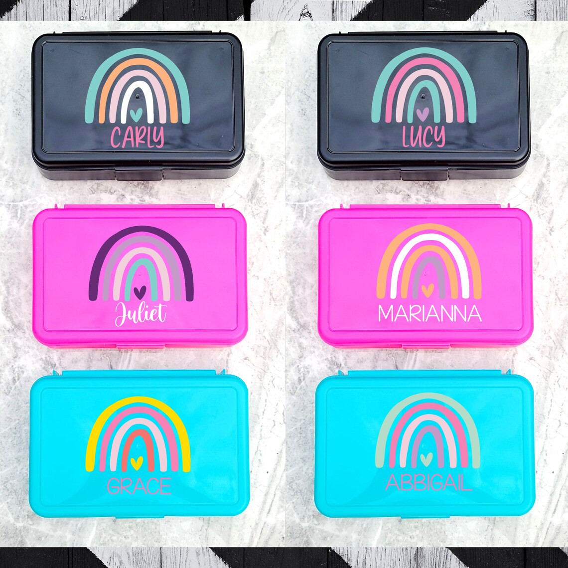 Back to School Pastel Rainbow Personalized Girls Pencil Box - Etsy