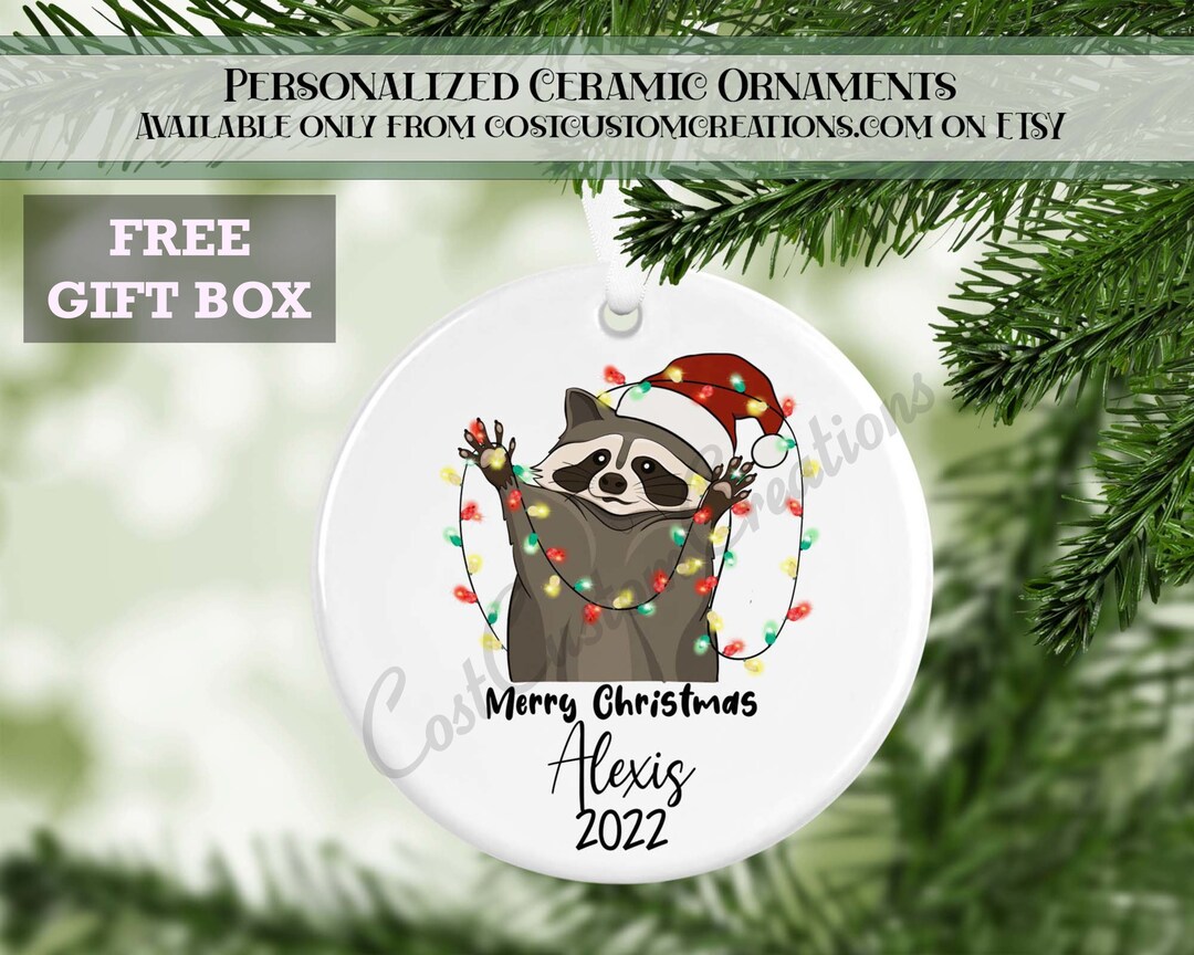 Cute Raccoon Personalized Christmas Ornament Keepsake - Etsy