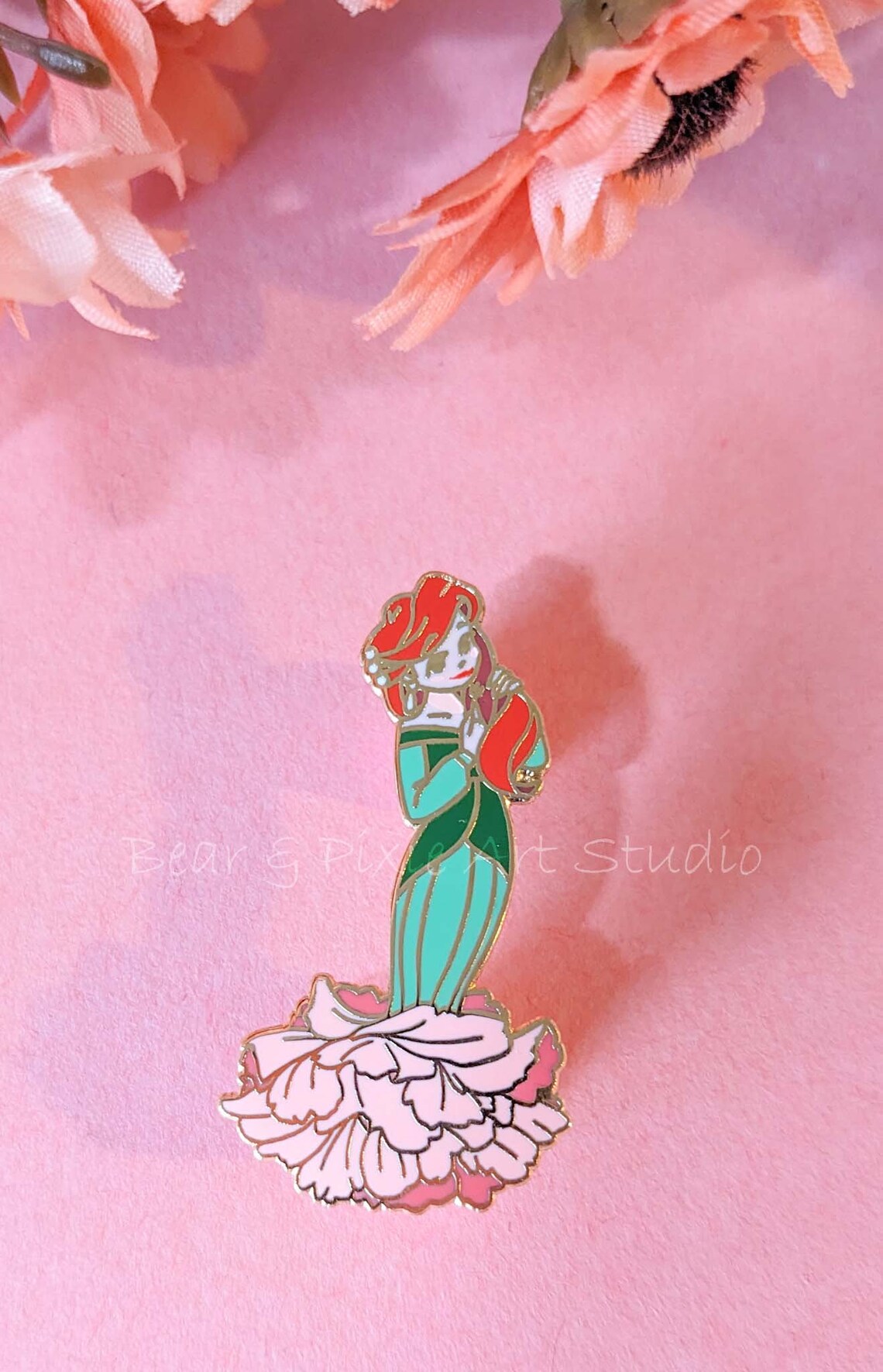 Carnation Princess -- Hard Enamel Pin - Ariel - Flower Pin - Classic ...