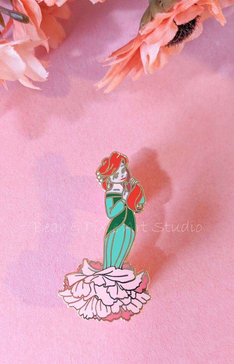 Carnation Princess -- Hard Enamel Pin - Ariel - Flower Pin - Classic ...
