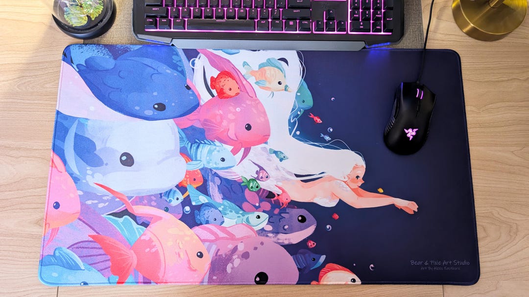 Colorful Swim Mermaid Large Desk Mat - Etsy