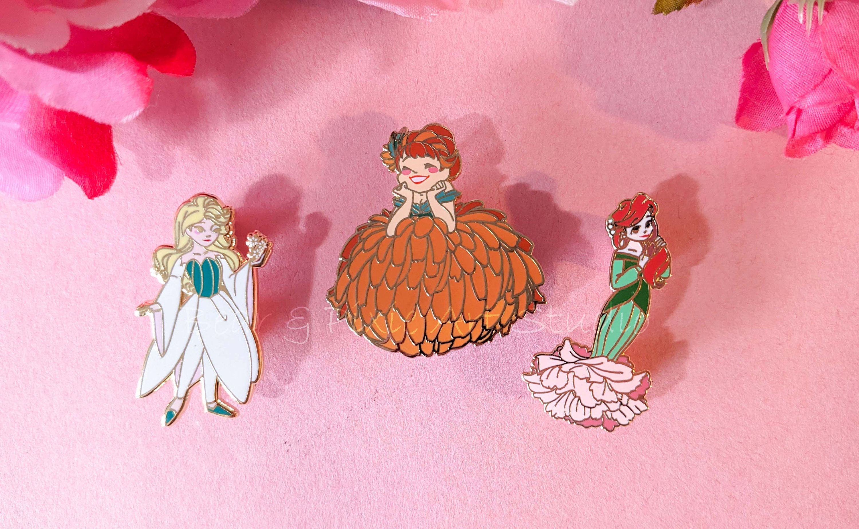 Flower Princess Collection 3 Hard Enamel Pins - Etsy