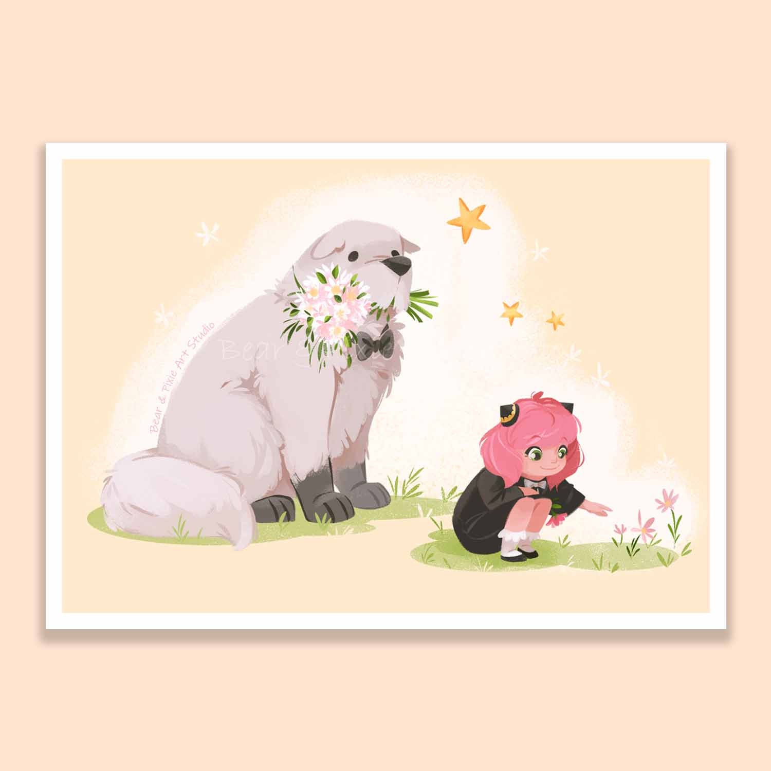 Anime Anya and Bond Picking Flowers Art Print size 5x7 - Etsy