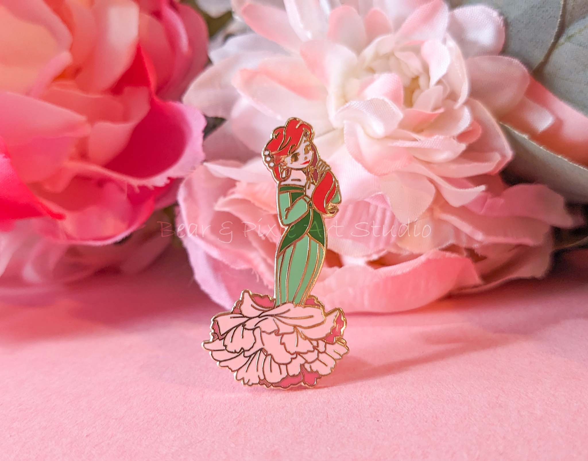 Carnation Princess -- Hard Enamel Pin - Ariel - Flower Pin - Classic ...