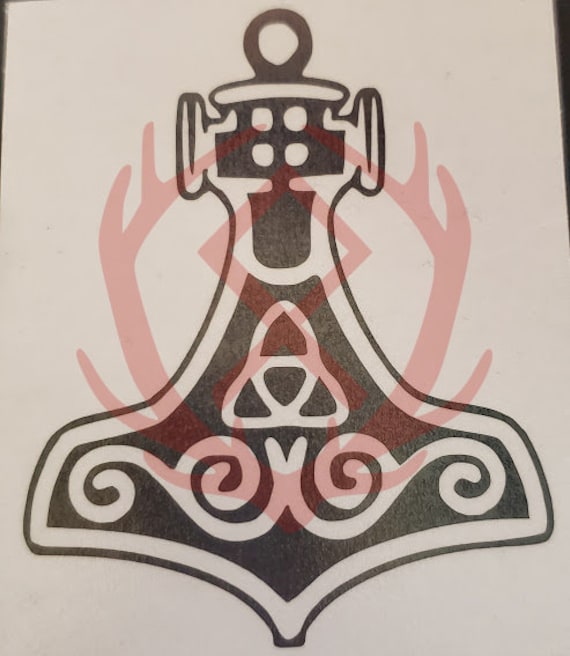 Mjolnir Car Sticker Decal Permanent Adhesive Vinyl Heathen | Etsy