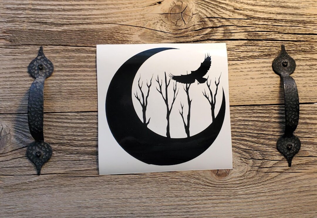 Crescent Moon and Winter Trees With Raven Pagan, Wiccan, Heathen ...