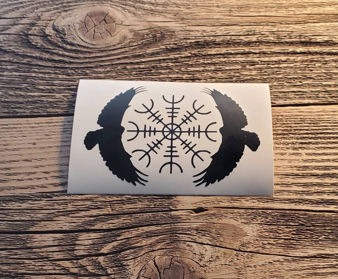 Hugin Munin Odin's Ravens Framing Helm of Awe, Aegishjalmur, Decal ...
