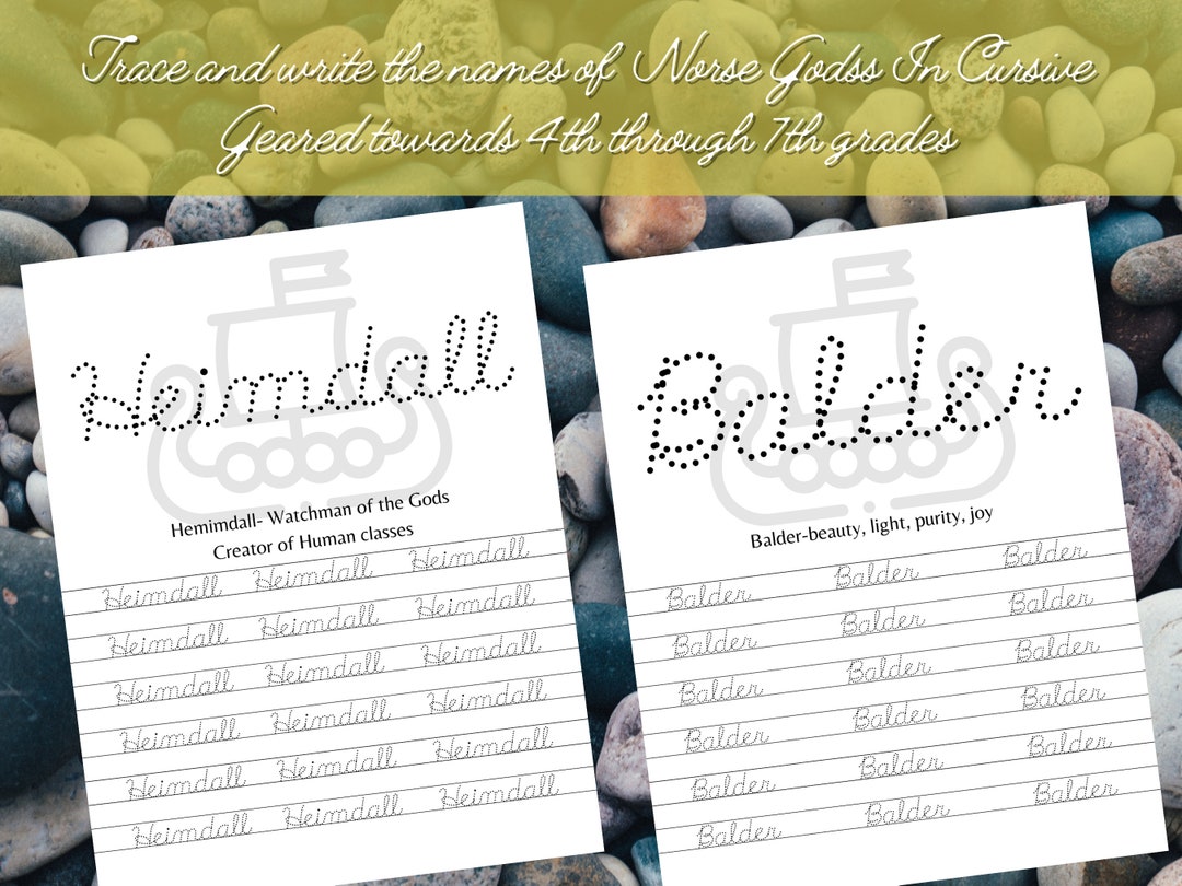 Trace and Write Norse God's Names in Cursive on Wide Ruled Paper Asatru ...