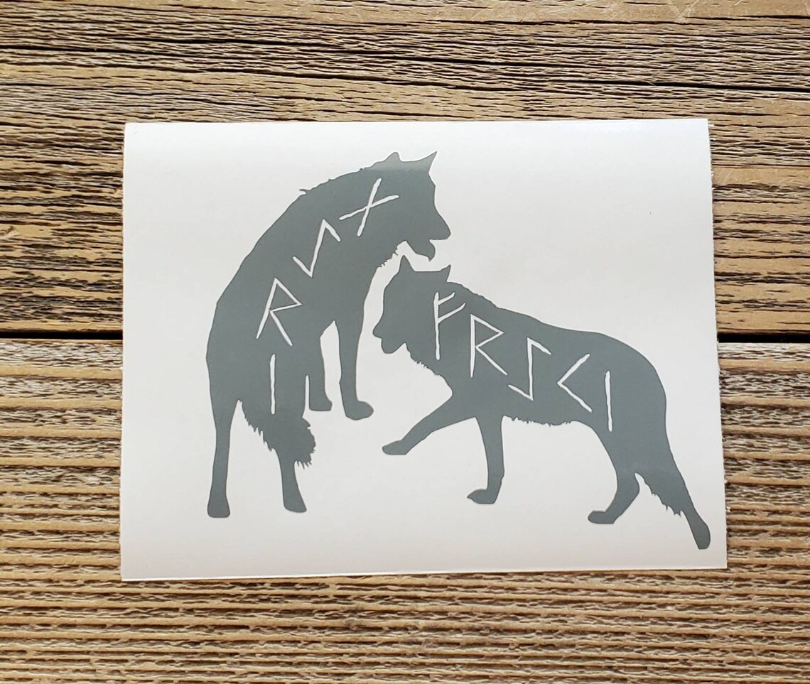 Geri and Freki Odins Wolves Decal Permanent Adhesive Vinyl - Etsy