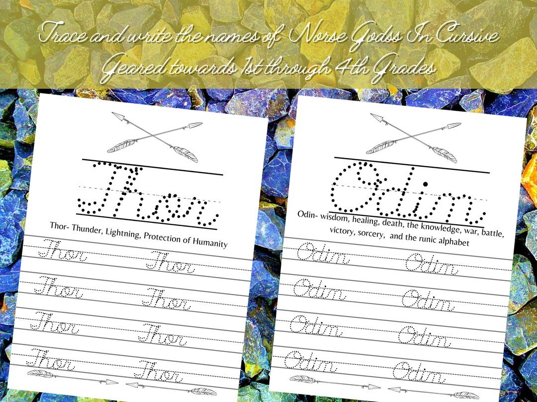 Trace and Write Norse God's Names in Cursive Asatru Norse Pagan ...