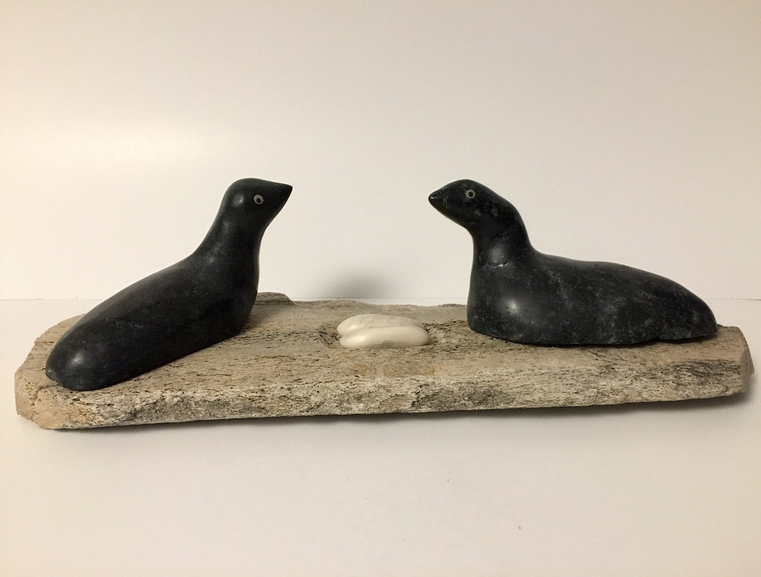 Inuit Art Eskimo Carving Uriash Puqiqnak Bird Nest #90006 1991 - Etsy