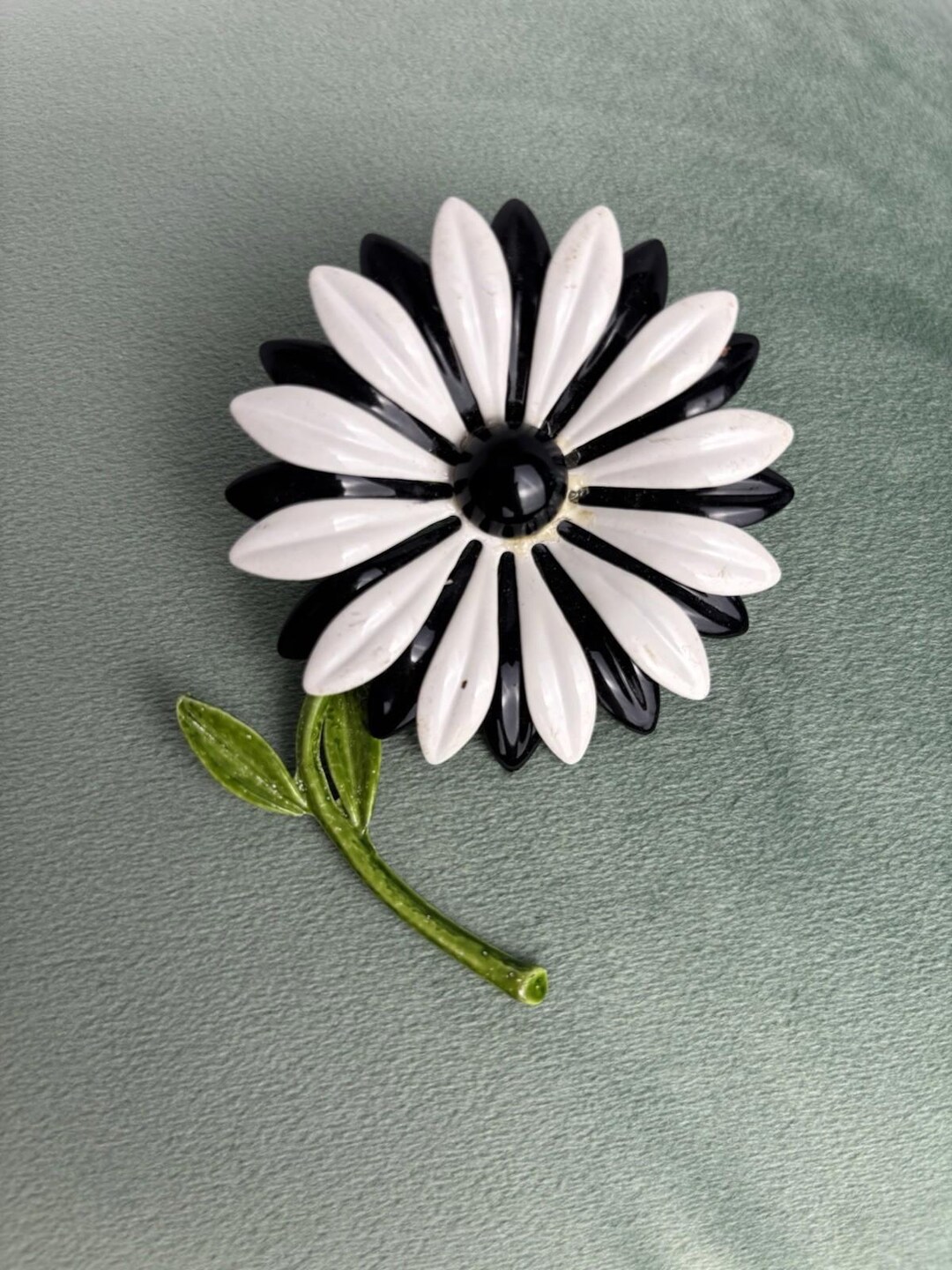Vtg Long Stem Daisy Flower Brooch Black White Bloomcore P050 - Etsy