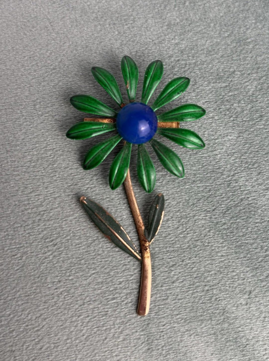 Vintage Long Stem Daisy Flower Brooch Green Blue Bloom P022 - Etsy