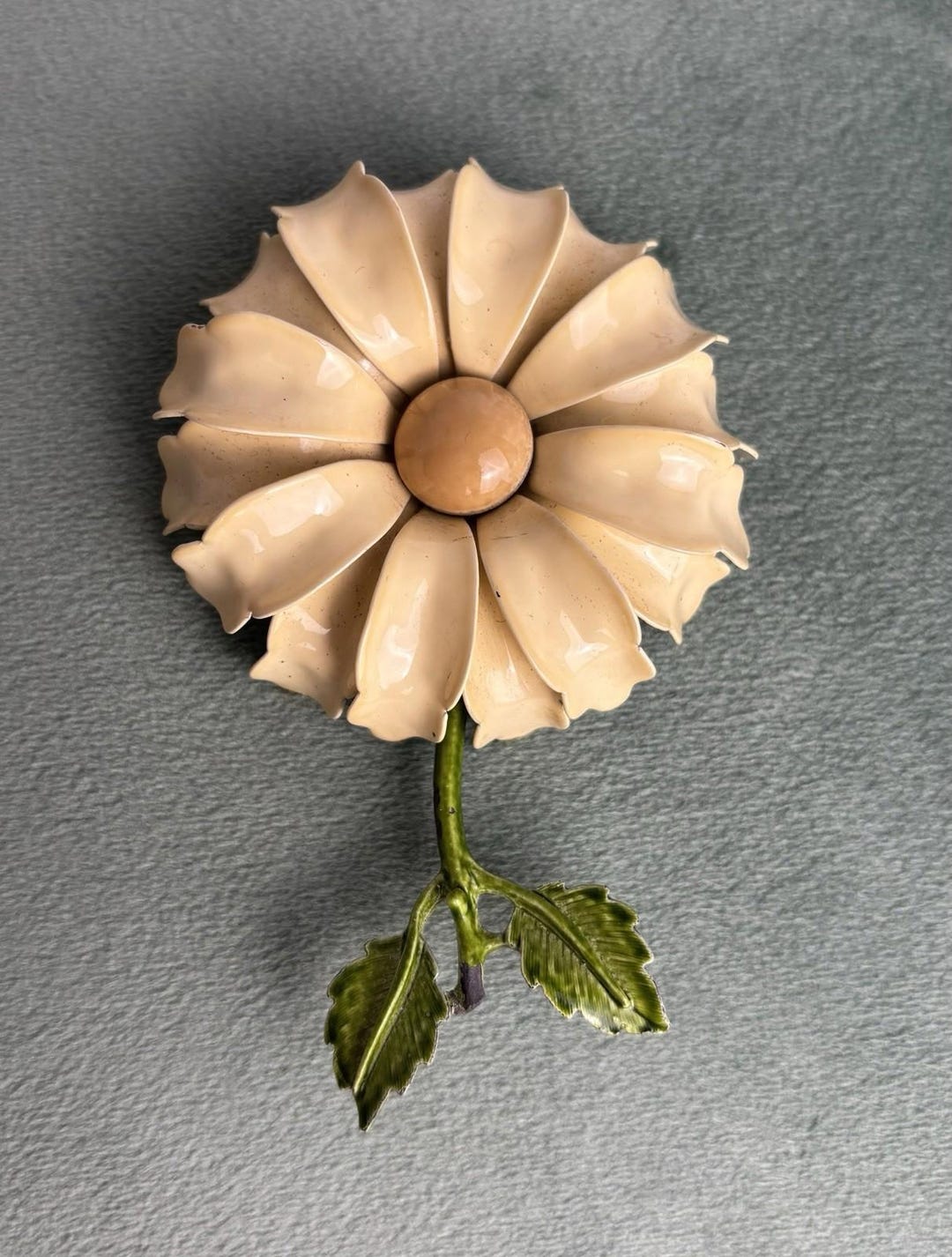 Vtg Long Stem Daisy Flower Brooch Ivory Tan Bloomcore P028 - Etsy