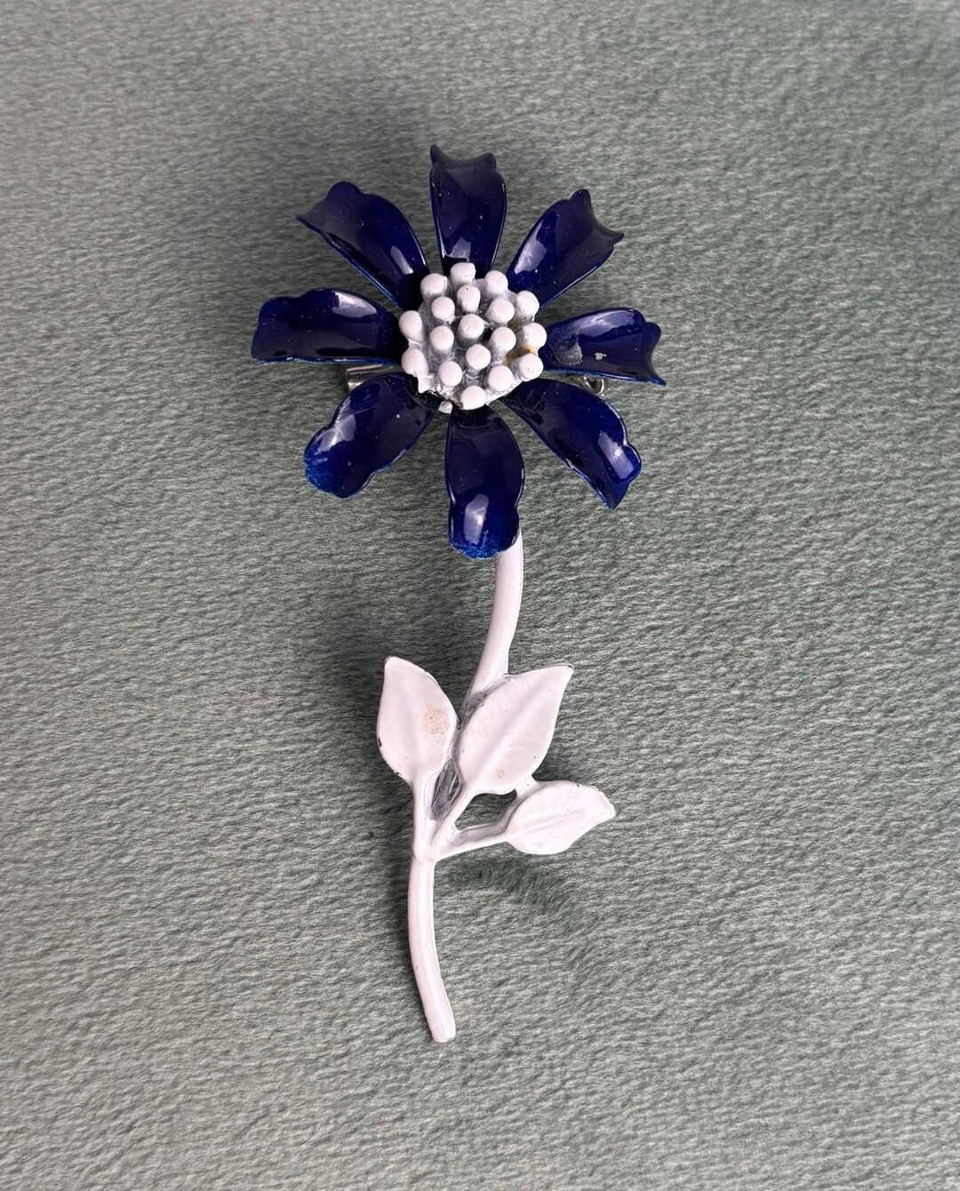 Vintage Long Stem Rose Daisy Flower Brooch Blue White P031 - Etsy