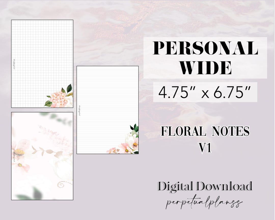 Floral Notes V1 PW Rings Printable Planner Insert - Etsy