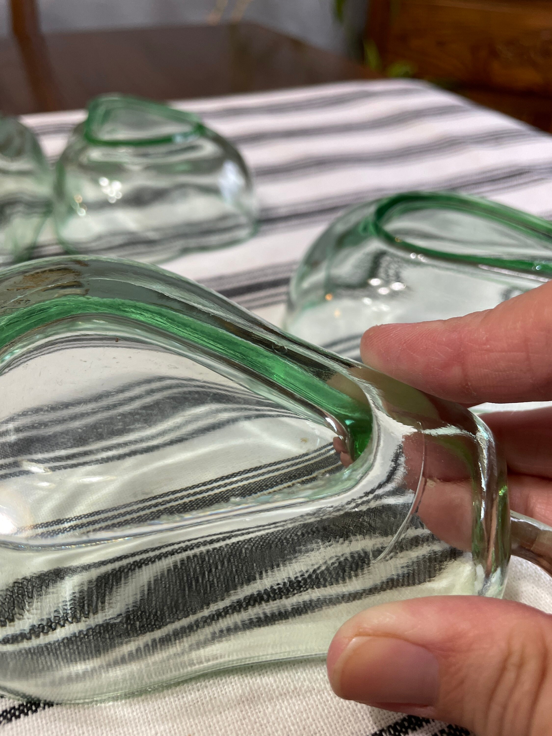 Vintage Green Pear Shaped Glass Dessert Dishes. Set of 6 Green - Etsy