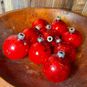 9 Vintage Red Glass Ornaments. Old Christmas Ornaments. Mercury Glass ...
