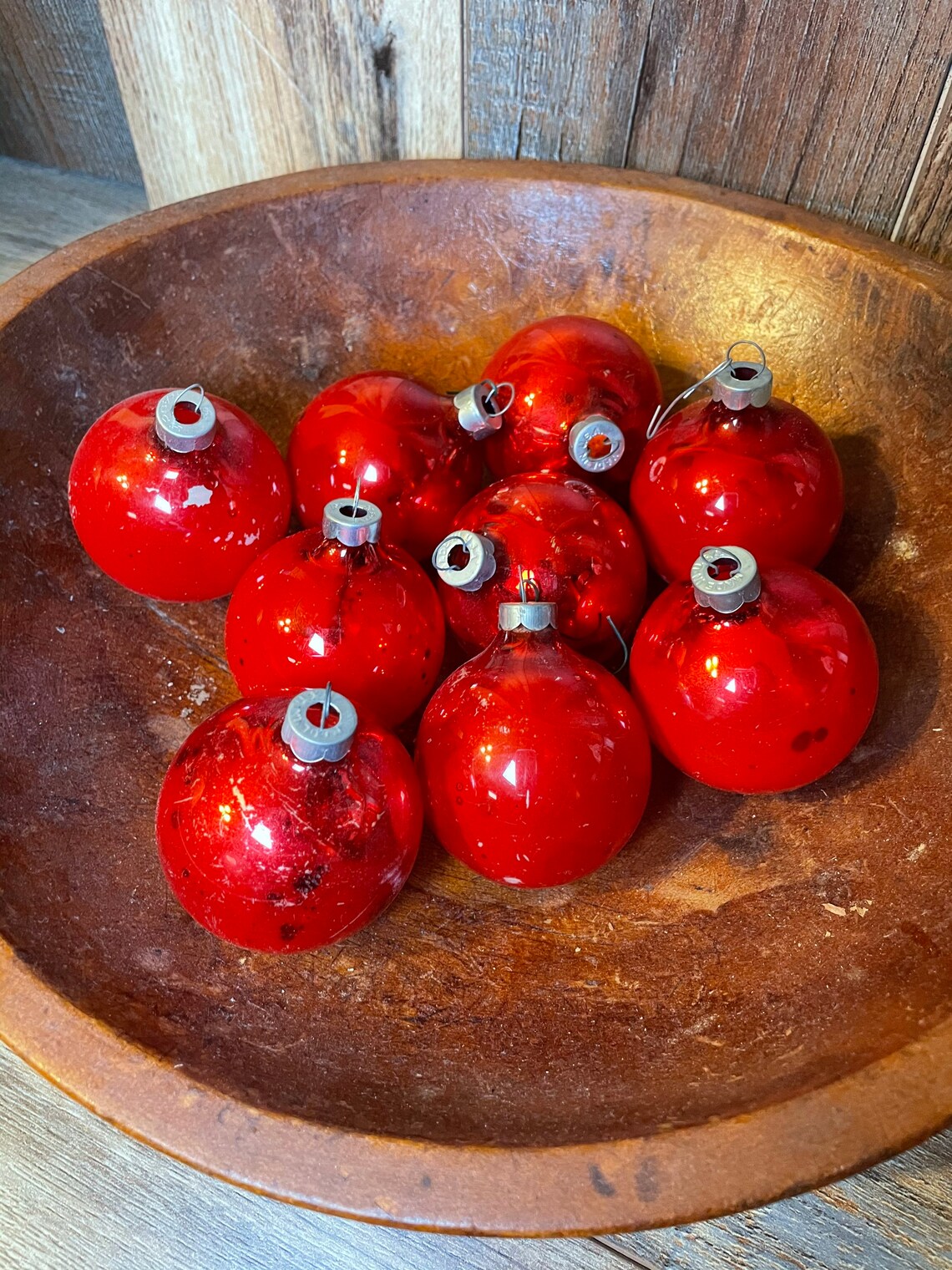 9 Vintage Red Glass Ornaments. Old Christmas Ornaments. | Etsy