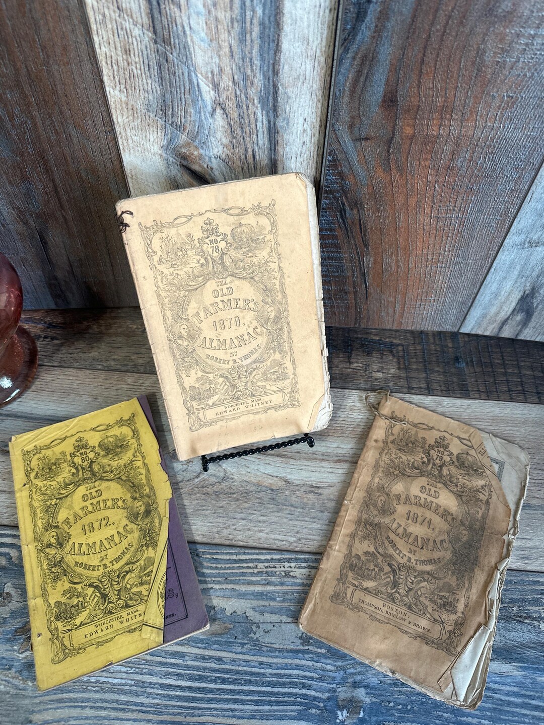Old Farmers Almanac Set. Three Robert B. Thomas Alamnacs 1870 1871 1872 ...