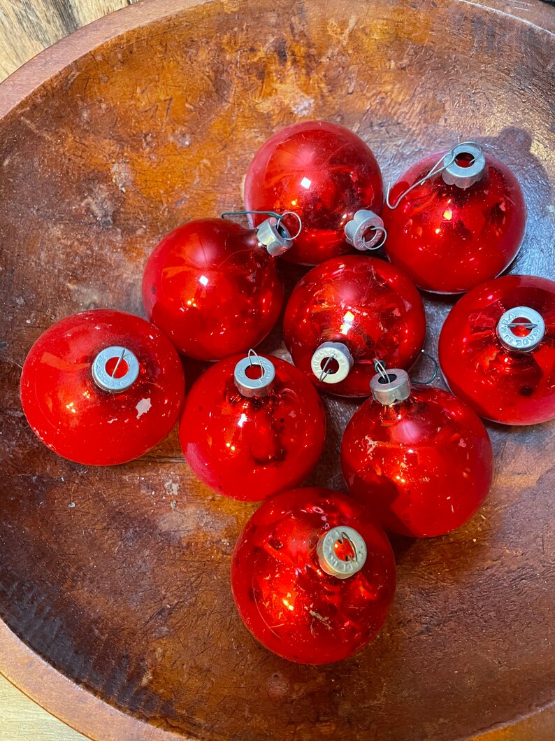9 Vintage Red Glass Ornaments. Old Christmas Ornaments. - Etsy