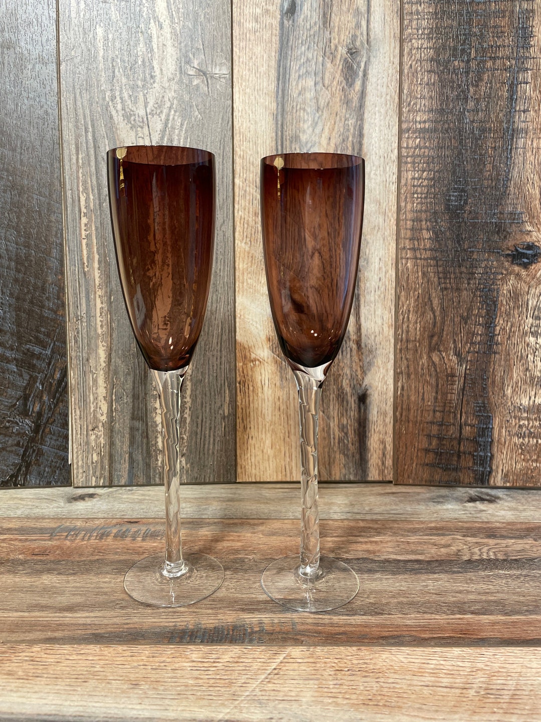 Vintage Plum Champagne Flutes, Toasting Glasses - Set of 2 - Etsy