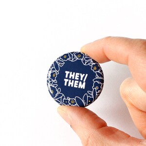 They Them Pronoun Pin - Pronoun Pinback Buttons - Pins for Backpacks ...