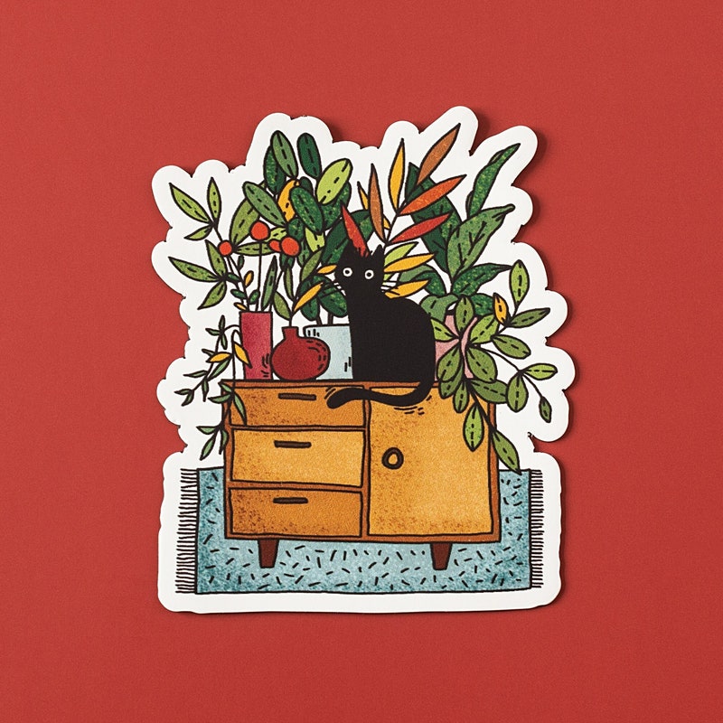 Black Vinyl Plant Sticker - Etsy UK