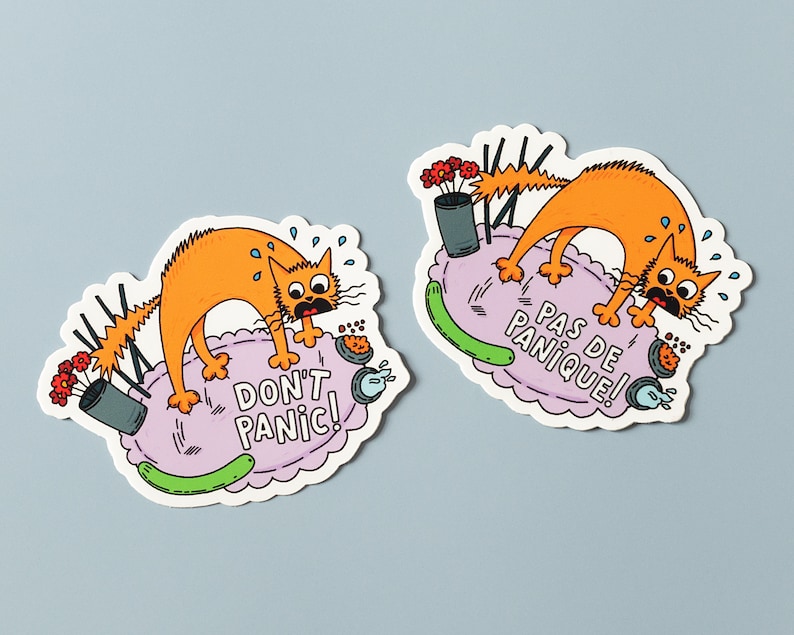Don't Panic Vinyl Sticker Funny Cat Sticker Mood - Etsy