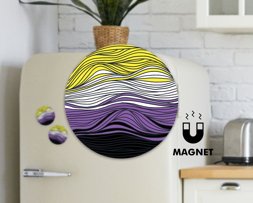 Subtle Non Binary Flag Magnet Nonbinary Pride Round Fridge/car Magnet ...