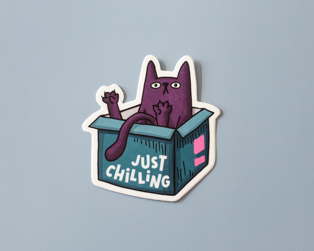 Just Chilling Cat Vinyl Sticker | Cute Cat in a Box Decal | Waterproof ...