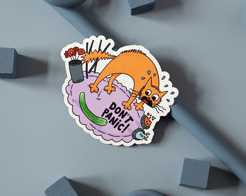 Don't Panic Vinyl Sticker | Funny Cat Sticker | Quirky Decal ...
