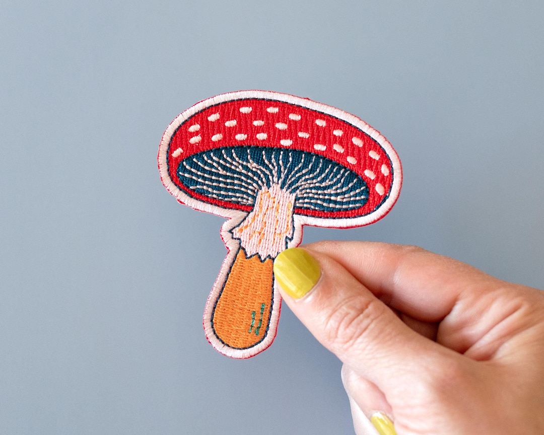 Mushroom Iron-on Patch | 3 X 2.75 Inch Embroidered Patch | Nature-inspired Toadstool Patch for ...