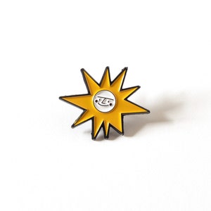 Cute Sun Enamel Pin - Small Smiling Sun Collar Pin - Sun Face Soft ...