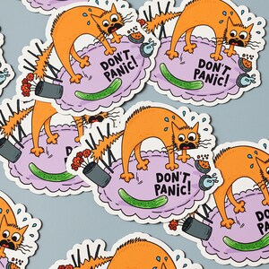 Don't Panic Vinyl Sticker | Funny Cat Sticker | Quirky Decal ...