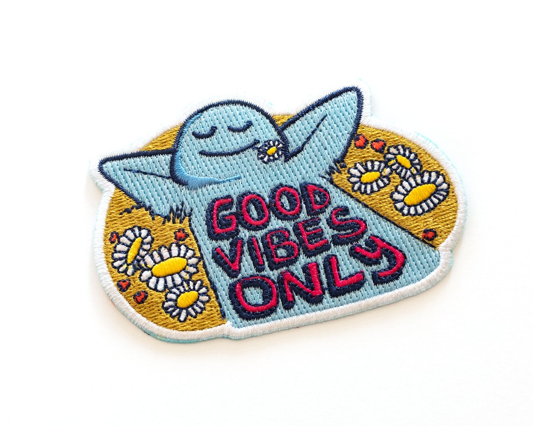 Good Vibes Only Iron-on Patch | Positive Embroidered Patch | 3.5 X 2.25 ...