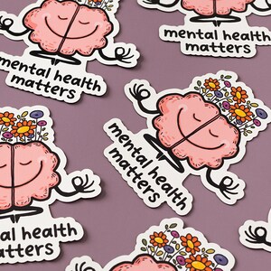 Mental Health Matters Vinyl Sticker | Cute Brain Sticker | Positive ...