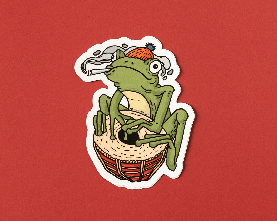 Frog Drummer Sticker | Quirky Vinyl Decal | Funny Frog Sticker | 2.4x3 ...